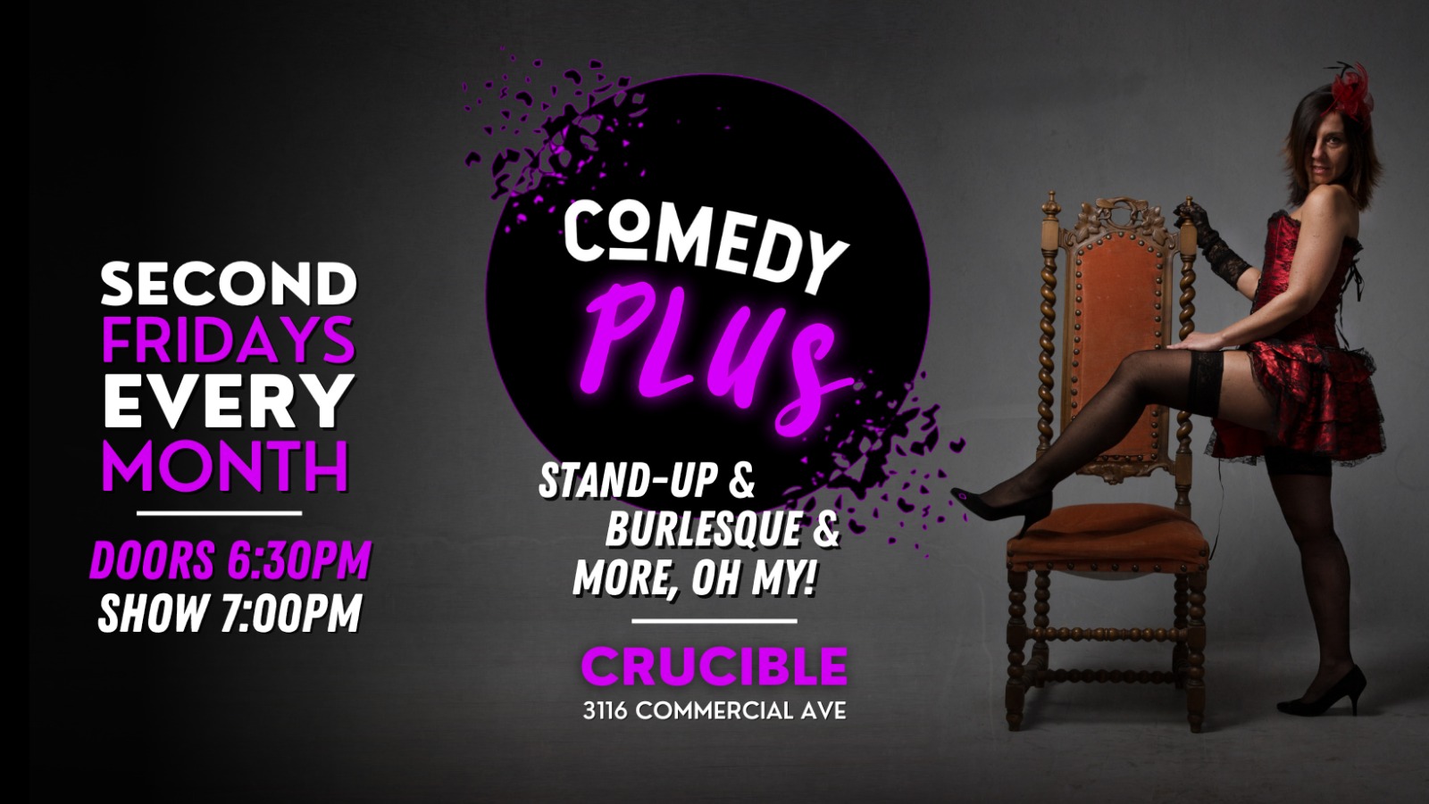 COMEDY PLUS: A Night of Stand-Up Comedy, Music, & Burlesque | Crucible